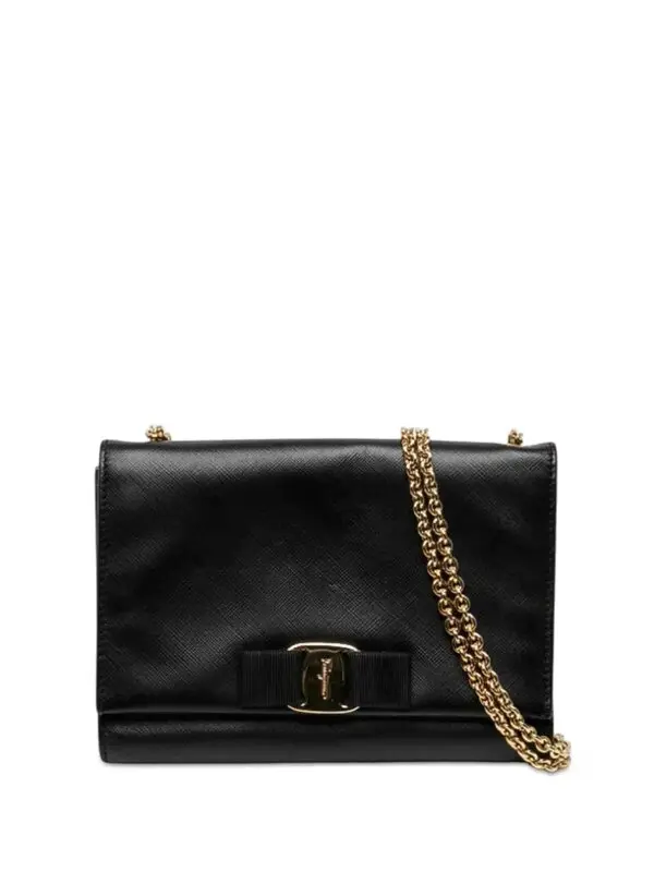 FERRAGAMO 2000-2026 Leather Vara Bow Chain Crossbody Bag