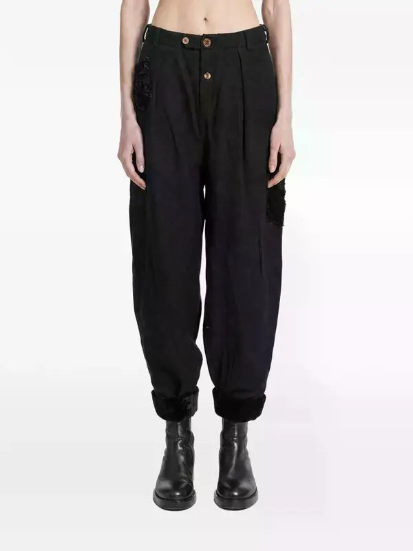 ALEKSANDR MANAMÏS Poets Heirloom Patch-detail Tapered Trousers