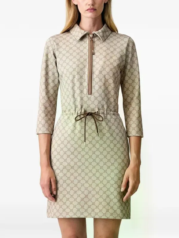 JOOP! Monogram-print Drawstring-waist Mini Dress
