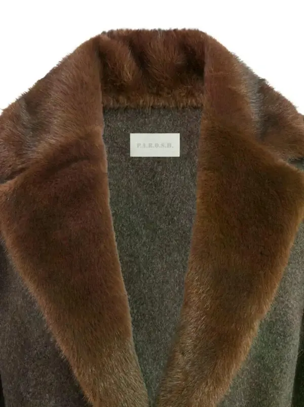 P.a.r.o.s.h Fur-collar Belted Single-breasted Coat