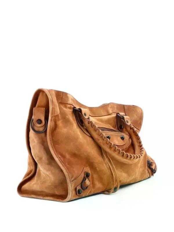 Balenciaga City Classic Studs Bag Suede Medium Satchel