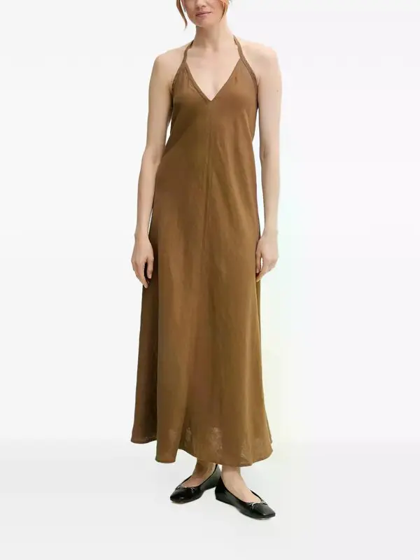 BENETTON Halterneck Backless Maxi Dress - Brown