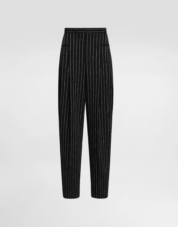 Dolce & Gabbana Pinstripe Virgin Wool Trousers Collection - Multicolor
