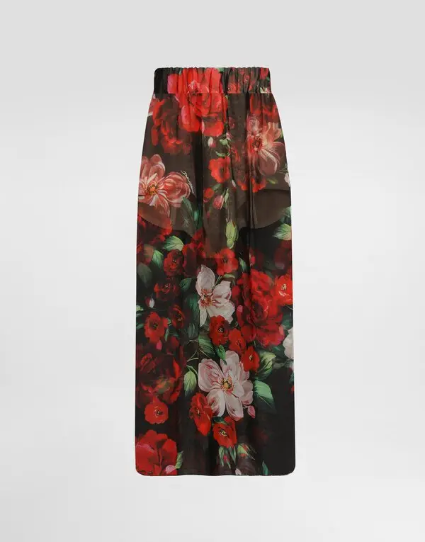 Dolce & Gabbana Rose- Chiffon Calf-length Skirt Skirts - Print