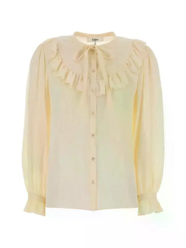 Chloé Ruffled Silk Shirt - Neutrals