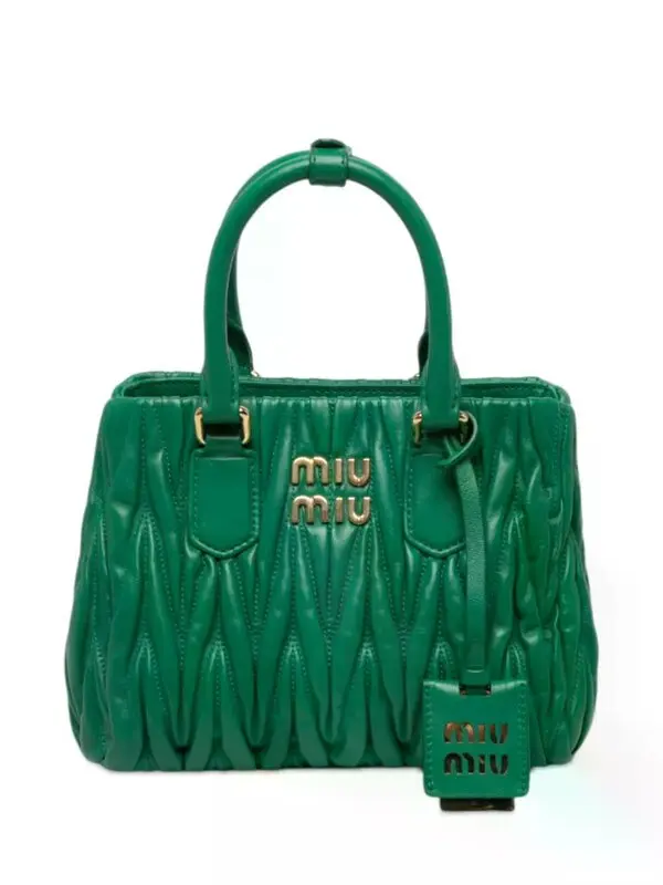 Miu Miu 2010-2026 Mini Matelasse Nappa Satchel - Green