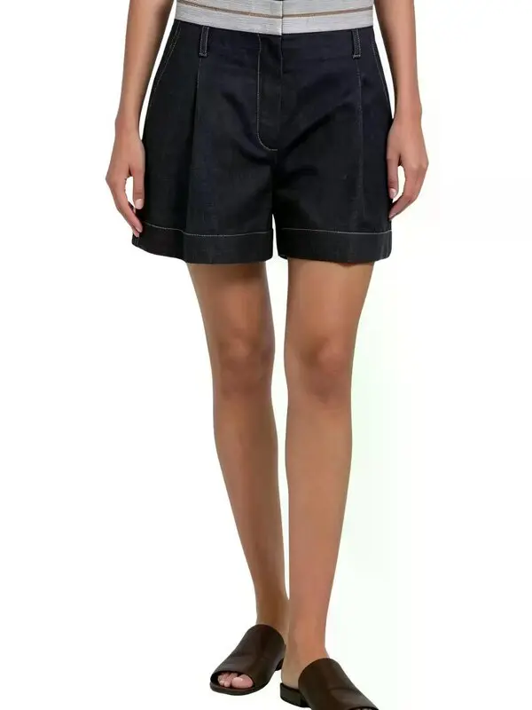 Brunello Cucinelli Pleated Denim Shorts