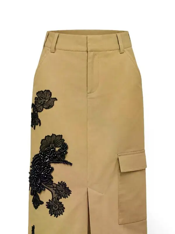 Hellessy Dima Floral-appliqué Cargo Straight Midi Skirt