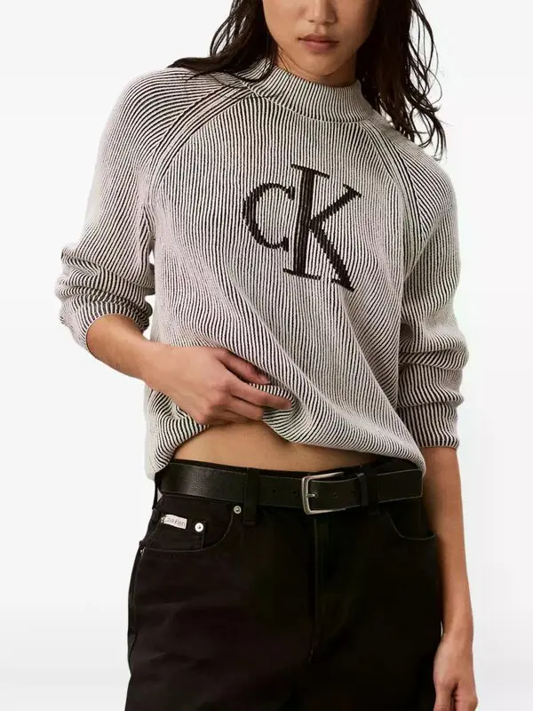 Calvin Klein Logo-intarsia Raglan-sleeve Sweater