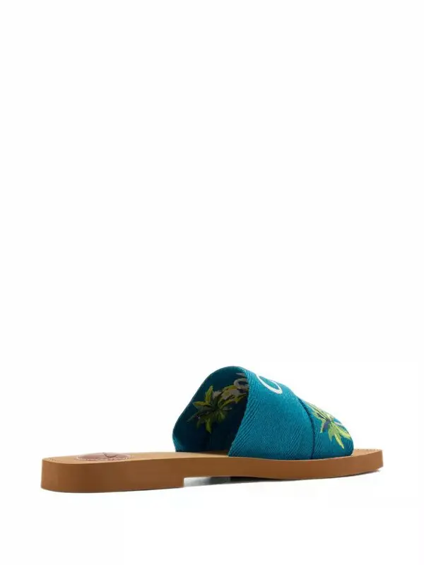 Chloé Woody Logo-embroidered Flat Sandals
