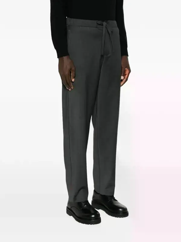 AMARANTO Drawstring Straight-leg Trousers - Grey
