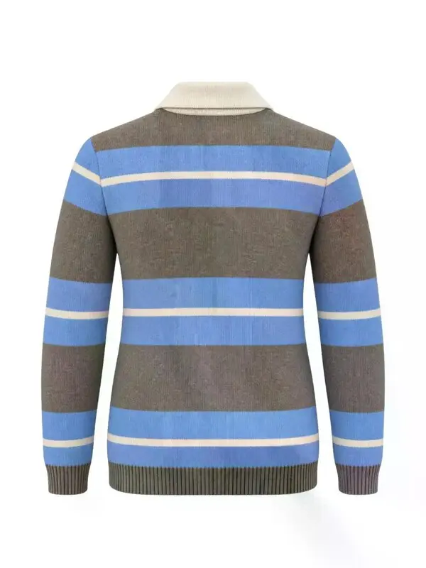 AMARANTO Striped Button-up Polo Shirt