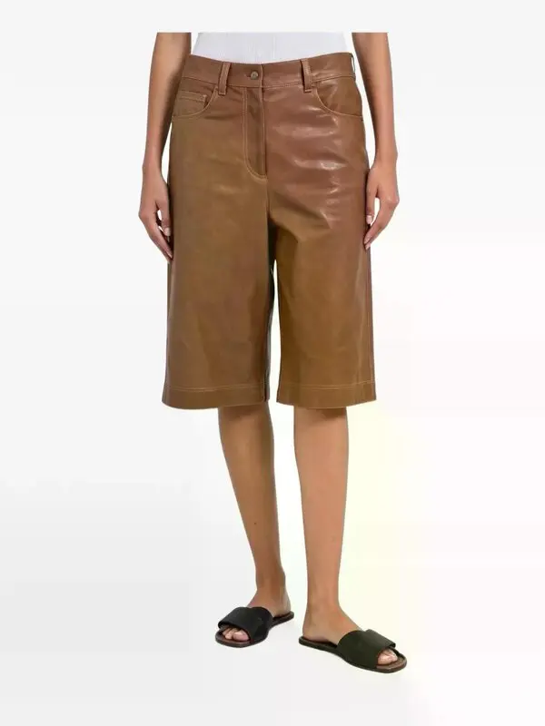 Brunello Cucinelli Leather Knee-length Shorts - Brown