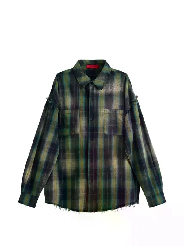 ACUPUNCTURE 1993 Check-pattern Frayed Shirt