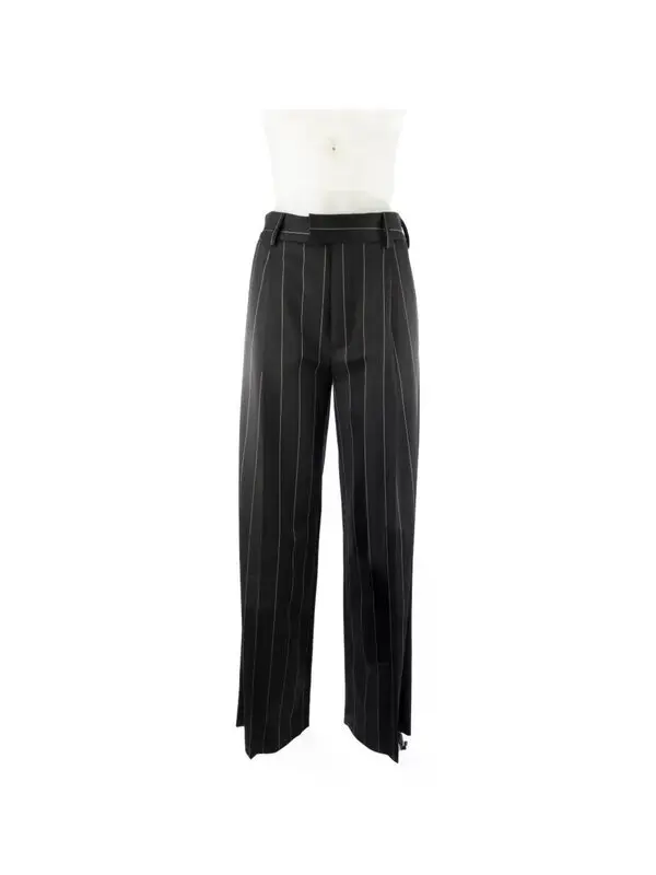 FEDERICA BONIFACI Pinstripe-pattern Cashmere Trousers - Black