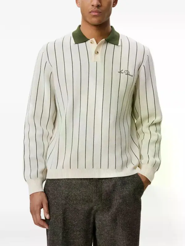 LES DEUX Pinstripe-pattern Polo Sweater