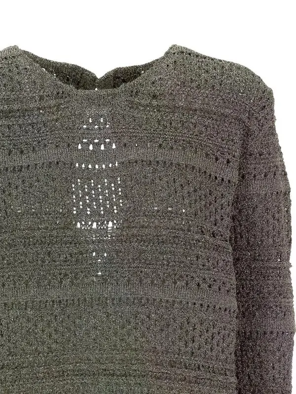 THE EROSE Metallic-effect Pointelle-knit Sweater