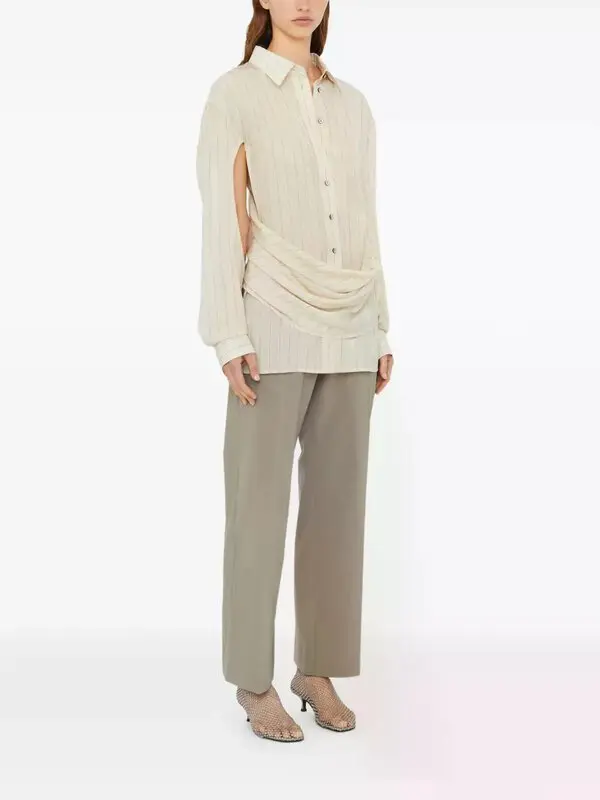 Christopher Esber Pinstripe Draped Shirt - Neutrals