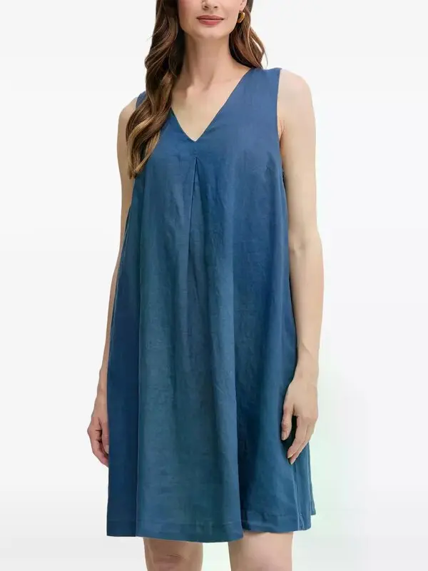BENETTON Pleated V-neck Midi Dress