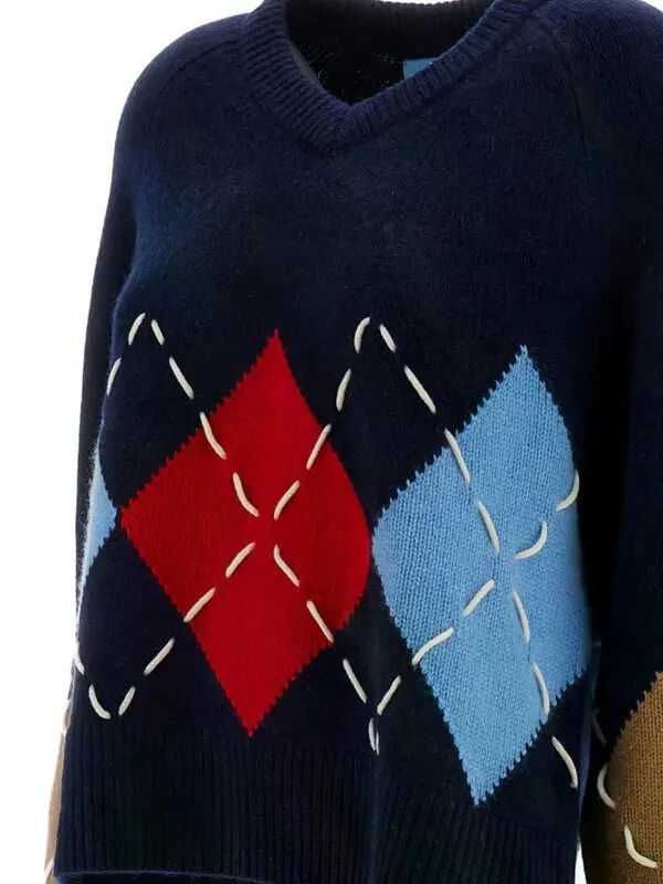 Arch4 Sloane Argyle-intarsia V-neck Sweater