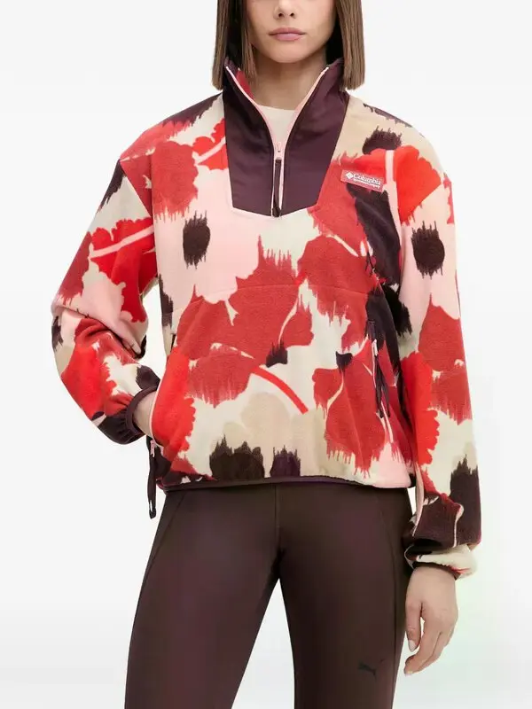 Columbia Floral Zip-up Sweatshirt - Red