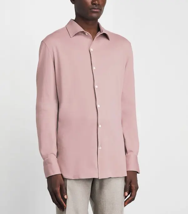 Isaia Cotton Jersey Sport Shirt - Pink