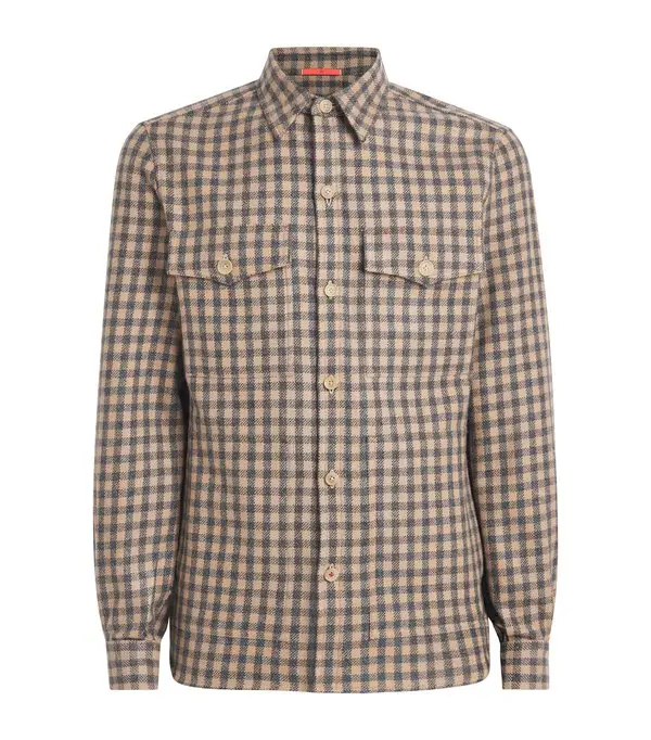 Isaia Cashmere Check Overshirt