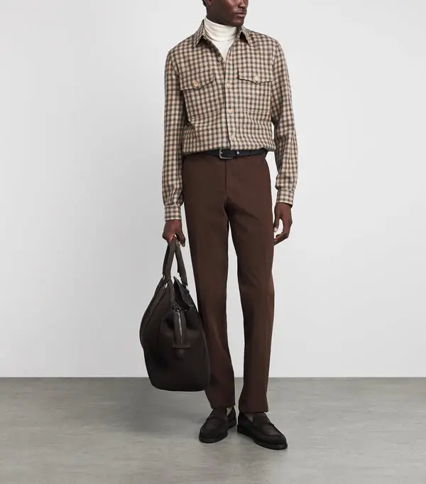Isaia Cashmere Check Overshirt