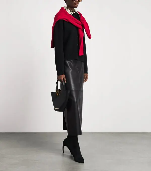 RÓHE Leather Pencil Midi Skirt