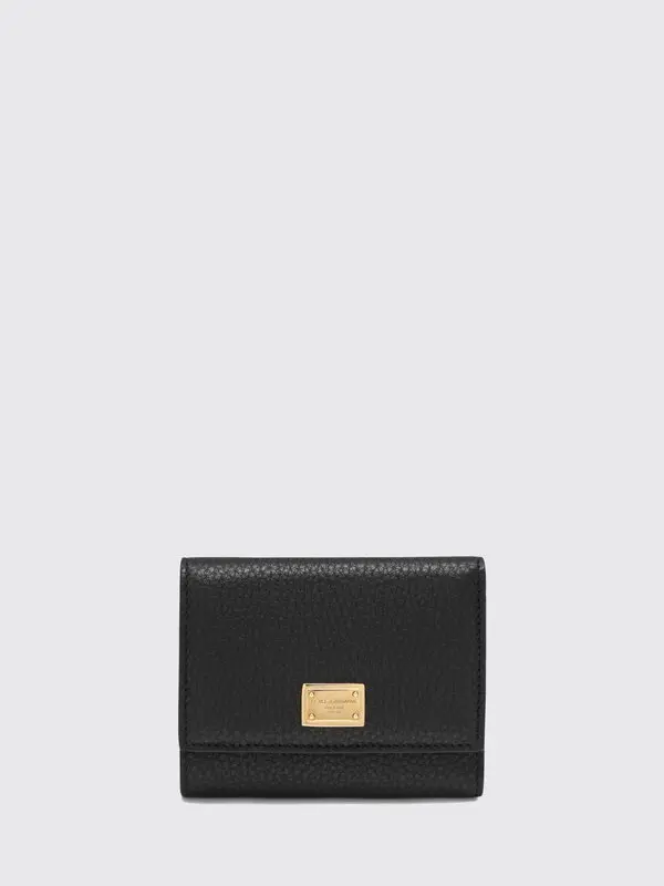 Dolce & Gabbana Tri-fold Wallet In Grained Calfskin With Logo