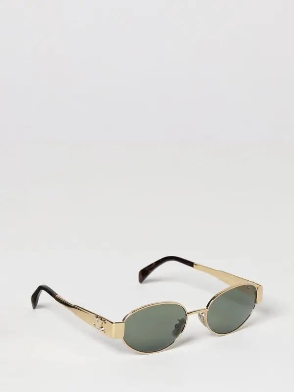 Celine Oval -tone Metal Sunglasses With Embossed Triomphe Logo - Gold