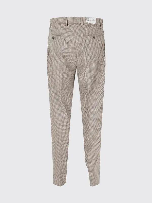 Eleventy Slim Fit Check Virgin Wool Pleated Pants