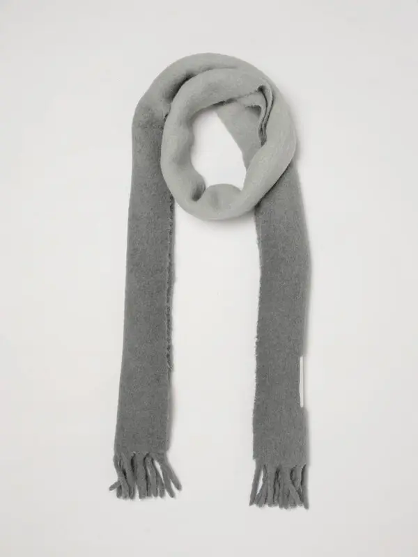 Maison Kitsuné Alpaca Wool Scarf With Fringed Hem And Appliqué Logo