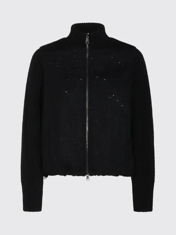 Fabiana Filippi Wool Blend Cardigan With High Neck, Zip Closure And Sequin Embellishment