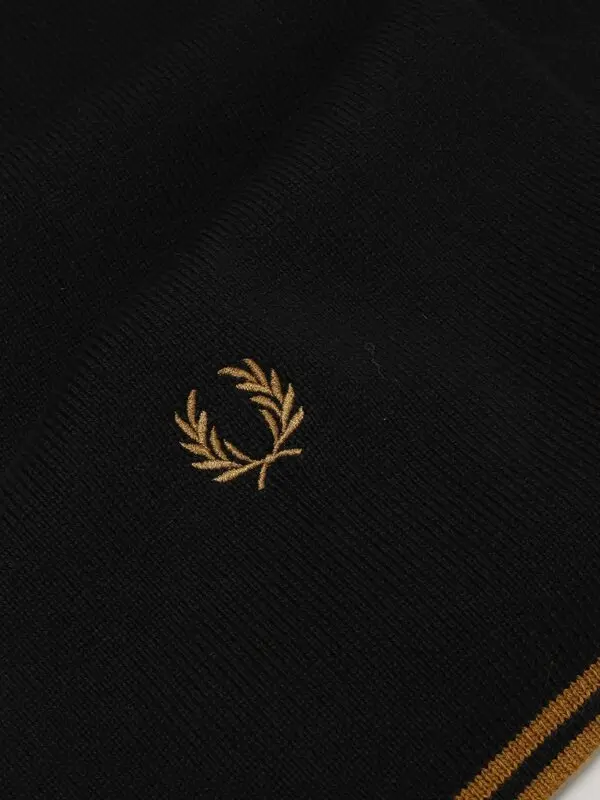Fred Perry Striped Wool Scarf With Embroidered Logo
