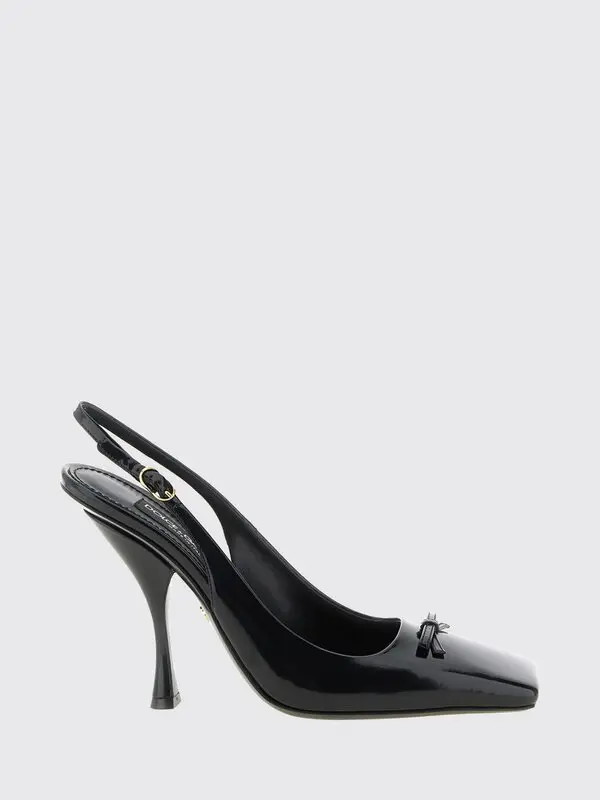 Dolce & Gabbana Patent Leather Slingback Pumps With Square Toe And Bow