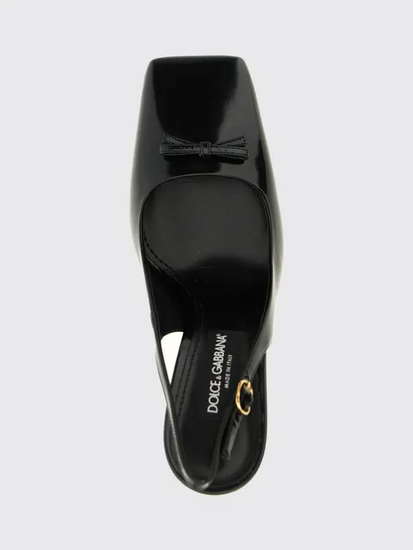 Dolce & Gabbana Patent Leather Slingback Pumps With Square Toe And Bow
