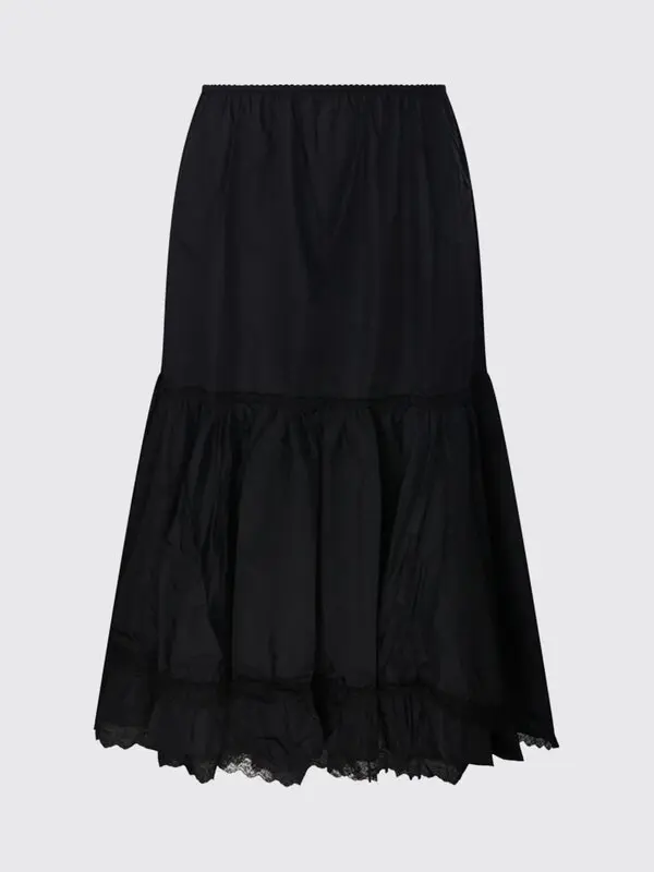 GANNI Taffeta Full Midi Skirt With Lace Inserts And High Waist