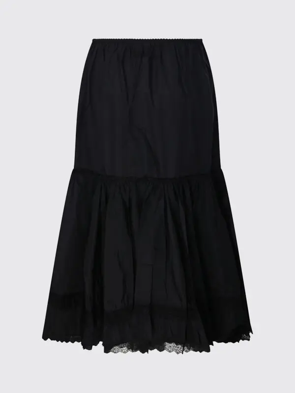 GANNI Taffeta Full Midi Skirt With Lace Inserts And High Waist