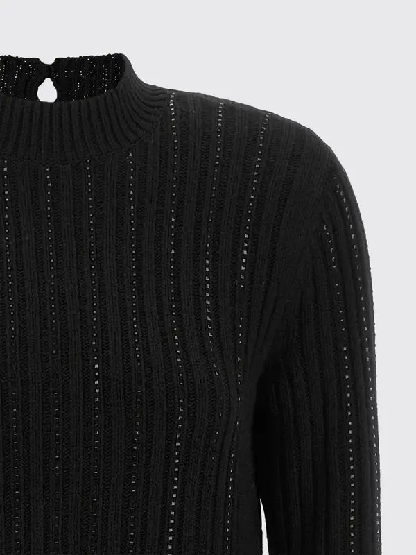 TWINSET Ribbed-knit Mini Dress With Long Sleeves And Stud Embellishments