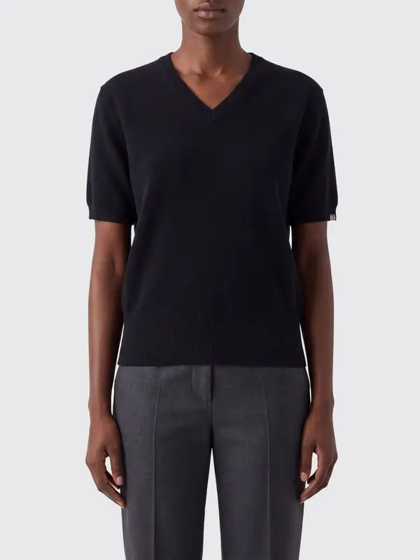 Extreme Cashmere Short-sleeved V-neck Cashmere Blend Sweater - Black