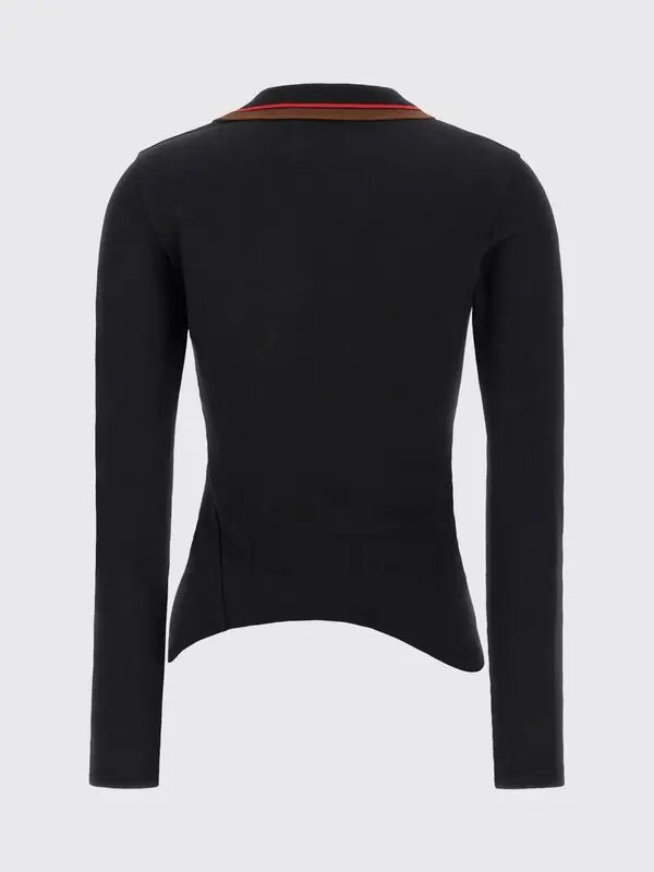 VIVIENNE WESTWOOD Asymmetrical Long-sleeved Cotton Polo With Orb Logo - Black