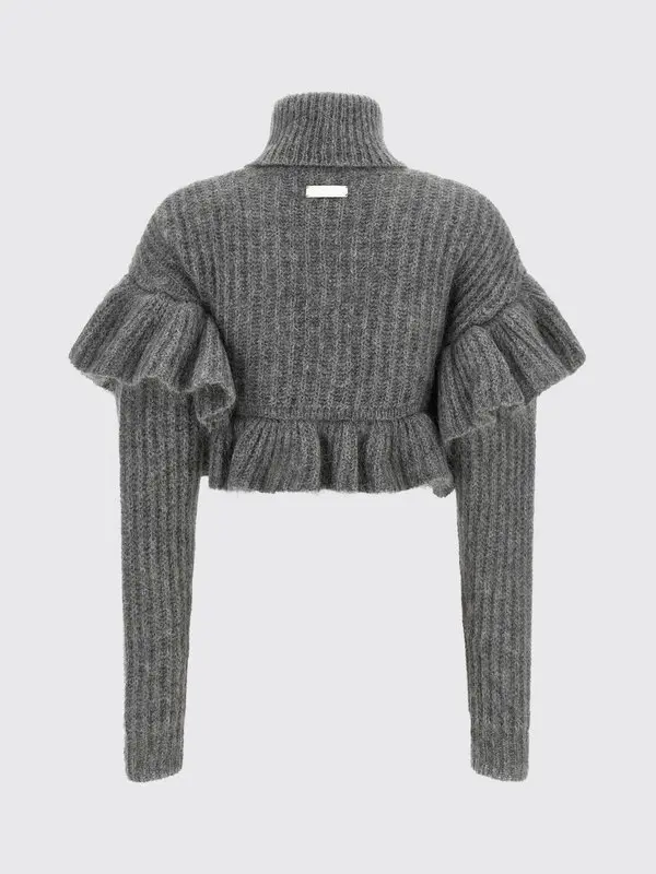Elisabetta Franchi Ruffle-detail Mohair Blend Turtleneck Sweater - Grey