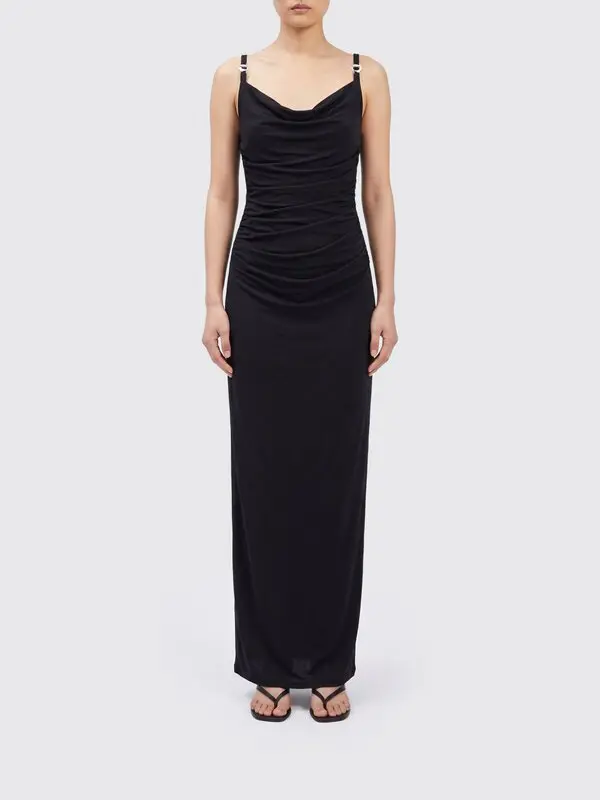 Coperni Long Draped Sheath Dress With Square Neckline And Off-the-shoulder Straps