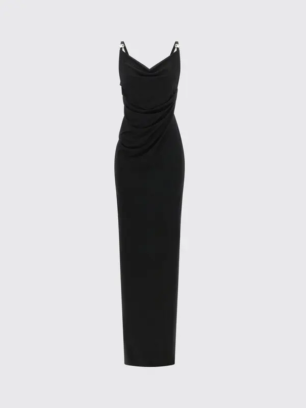Coperni Long Draped Sheath Dress With Square Neckline And Off-the-shoulder Straps