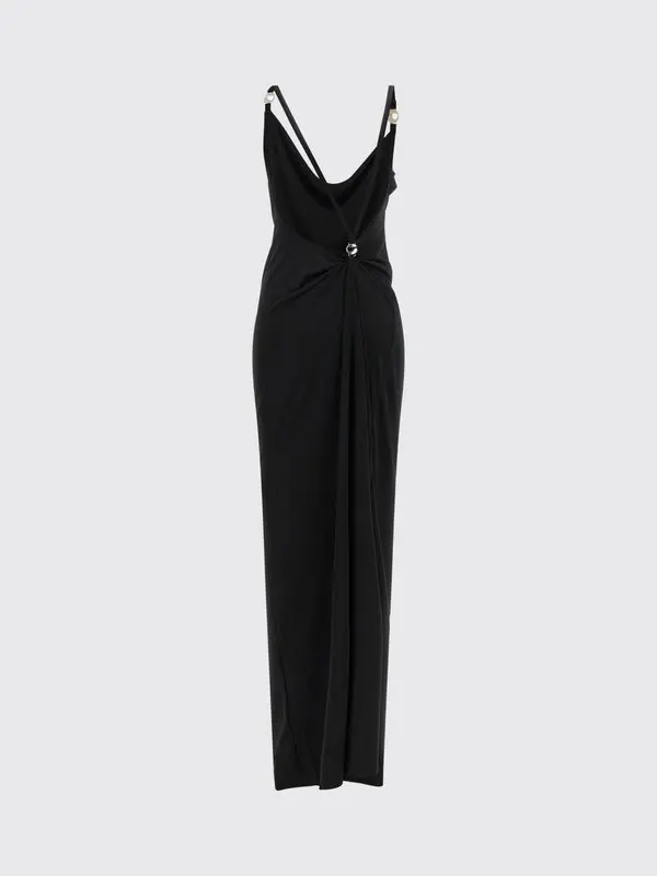 Coperni Long Draped Sheath Dress With Square Neckline And Off-the-shoulder Straps