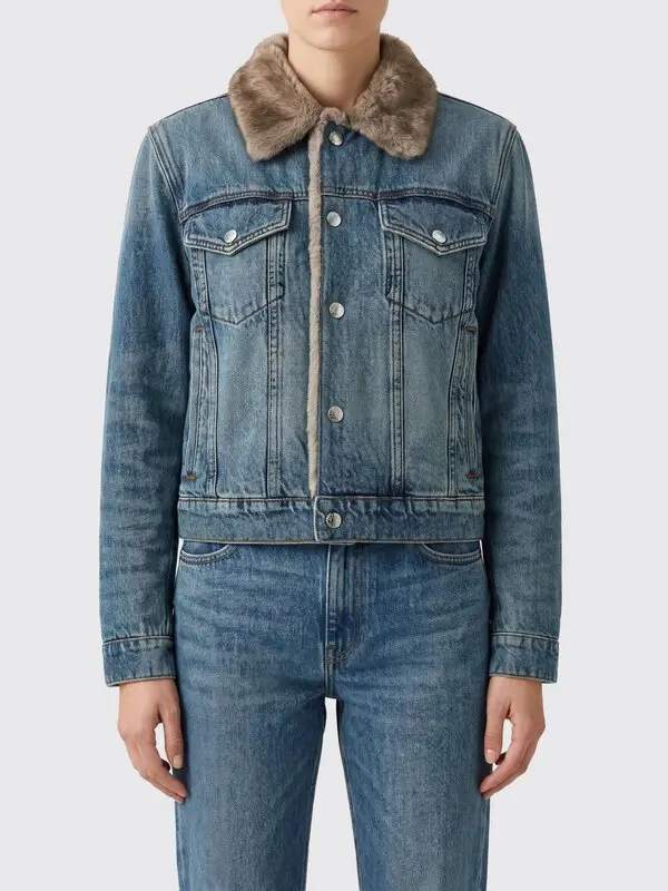 DENIM X ALEXANDER WANG Denim Jacket With Faux Fur Lining