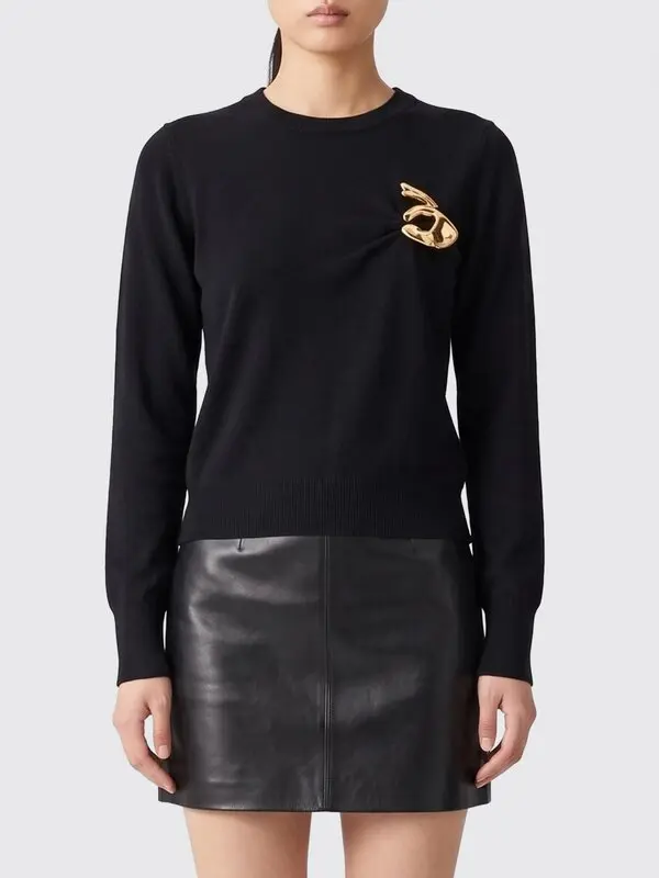 Coperni Crewneck Virgin Wool Cardigan With Brooch Fastening