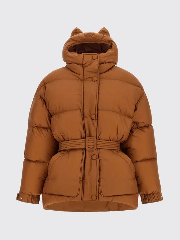 IENKI IENKI Fox Michlin Quilted Nylon Puffer Jacket With Ears Hood - Brown