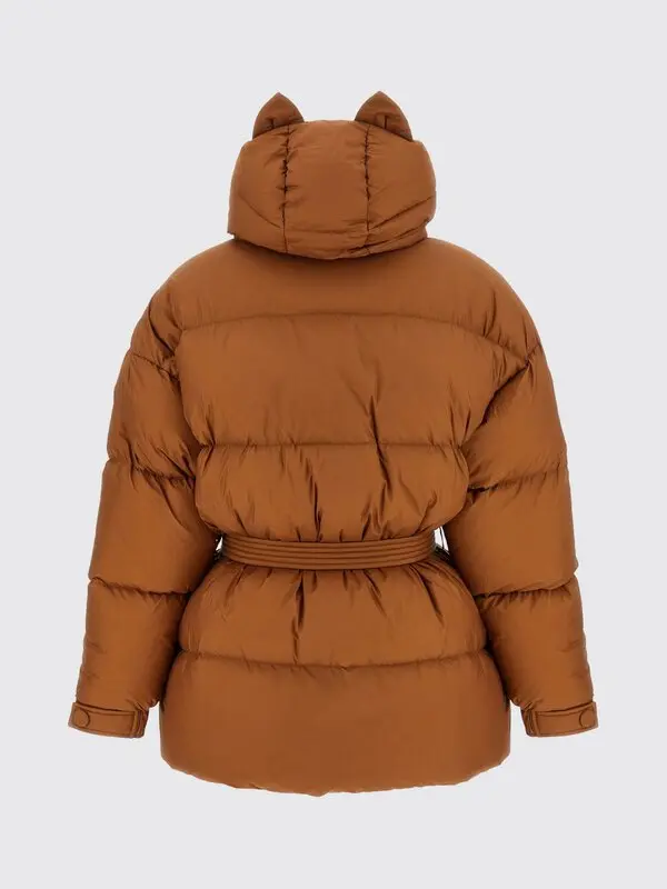 IENKI IENKI Fox Michlin Quilted Nylon Puffer Jacket With Ears Hood - Brown